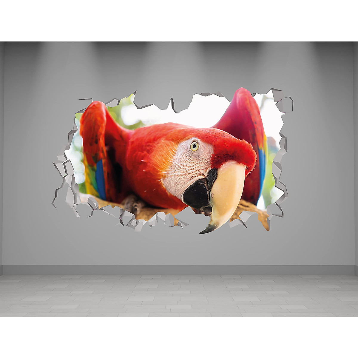 Macaw Parrot Wall Decal - Bird Sticker Decor - Parrots Tropical Wall Decor - Tropical Wall Decal - Animals Room Decor - Stickers for Kids Nursery Bedroom (24"W x 14"H (60cm x 36cm))