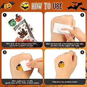 704 Pieces Halloween Temporary Tattoos for Kids, Children Fake Tattoos Stickers Party Supplies, Pumpkin Lantern Ghost Vampire Tattoo Body Sticker Halloween Party Themed Accessory Decorations