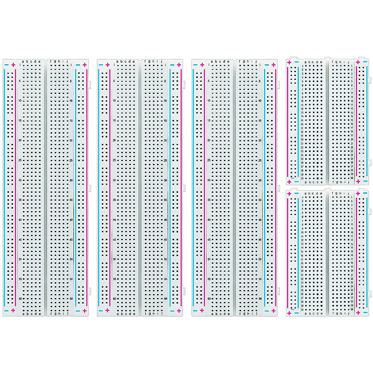SunFounder 5PCS Breadboards Kit Include 3PCS 830 Point 2PCS 400 Point Solderless Breadboard Compatible for Arduino Proto Shield Distribution Connecting Blocks