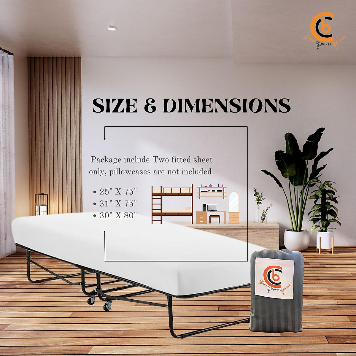 Cot Sheet 30" x 80" x 9" for Camping - 2 Piece Cot Fitted Sheet - Narrow Twin/Camp Rvs Bunk/Guest Beds/Camping Cot/Travel Trailers/Spilt Queen Bed, White Solid