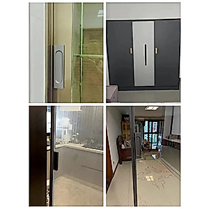 Fanruier 2PC Punch-Free Sliding Door self-Adhesive Handle Window Glass Door Kitchen Door Cover Door Sliding Door Handle Double-Sided Adhesive Paste (Grey)