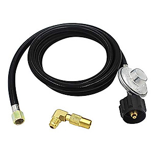 MENSI 5 Feet Low Pressure Propane Regulator with 90 Degree Elbow Adaptor for Blackstone 17" and 22" Table Grill