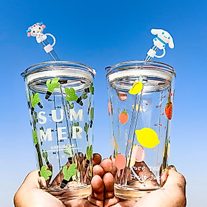 4pcs Straw Cover Cute Design Straw Topper for Stanley 30 Oz 40Oz Tumbler Straw Topper 10mm 0.4in Dust-Proof Reusable Straw Tips Lids