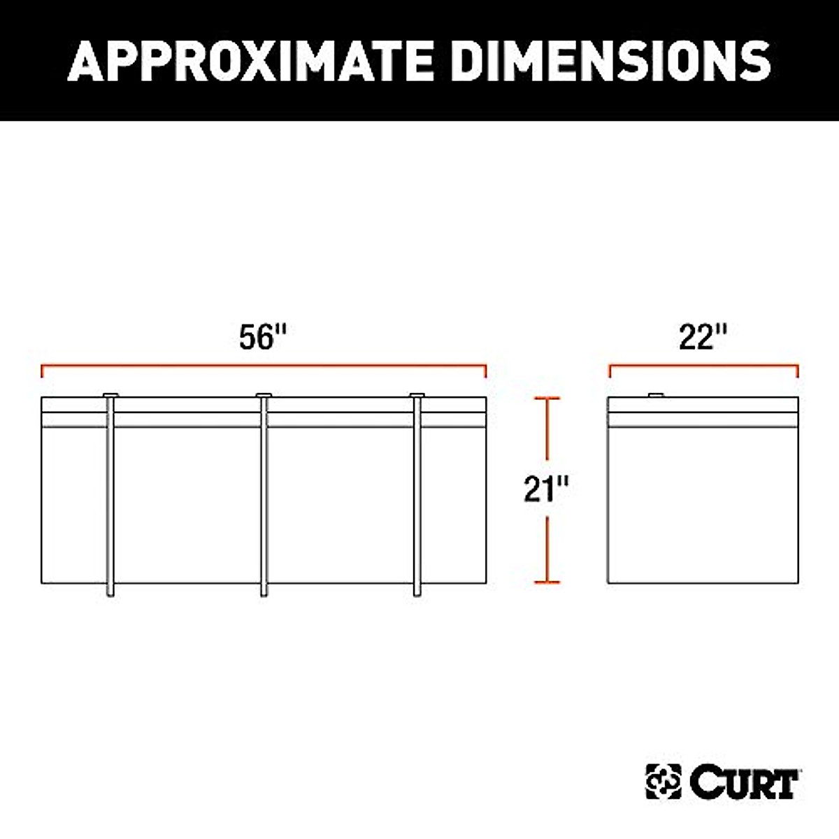 CURT 18211 56 x 22 x 21-Inch Weather-Resistant Black Vinyl Cargo Bag for Hitch Carrier