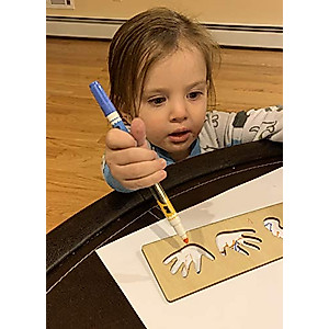 Bodima Educational Wood Handwriting Stencil Set | Easy-to-Use Writing Guide for Kids & Preschoolers | Letters & Number Stencils for More Convenient Handling & Tracing | Reusable Boards (Shapes)