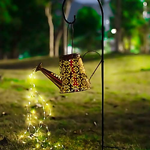 2 Pack Solar Lights Outdoor Garden Decor, Solar Watering Can with Cascading Lights, Large Hanging Lantern Waterproof, Outdoor Decorations Fairy Lights for Patio Lawn Yard Art Clearance Court Pathway