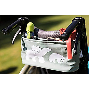Wheelchair Organizer - Fits Handles of Any Wheelchair, Special Needs Buggy, Rollator or Mobility Scooter – Wheelchair Cup Holder – Cell Phone Pocket - Lots of Storage (Gray-Green Polar Bear)