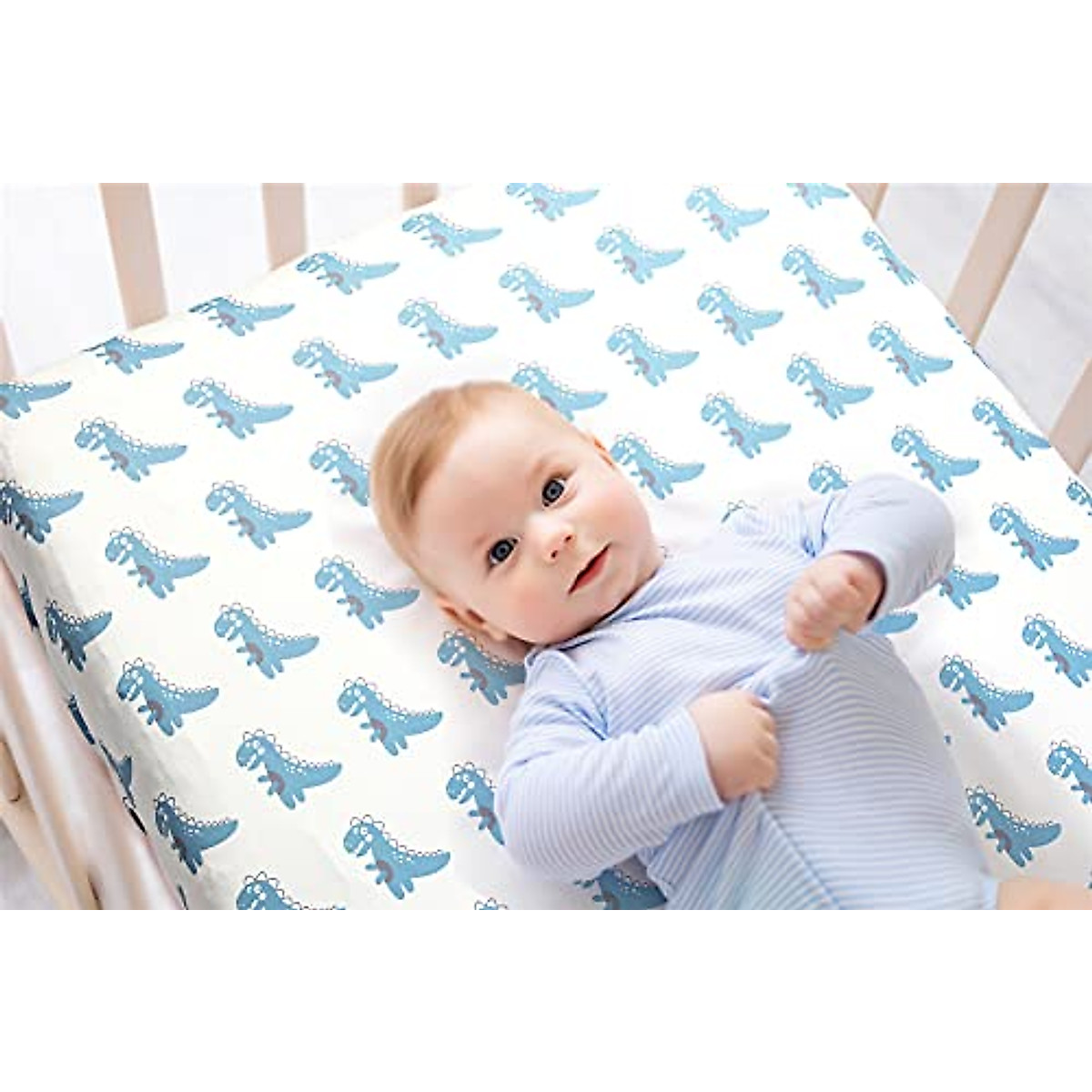 4 Pack Soft Baby Boy Crib Sheets for Standard Crib Mattress Dinosaur Star Cloud Soft Polyester Neutral Unisex Fitted Crib Sheets Set for Baby Boys