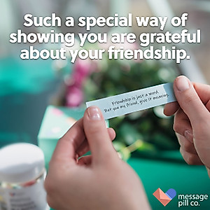 messagepillco Messages in a Bottle Friendship Gift for Your Bestfriend (50PCS) Pre-Written Capsule Letters in Plastic Jar BFF Gifts Perfect for Unique Birthday Gifts, Sister and Valentine’s Day