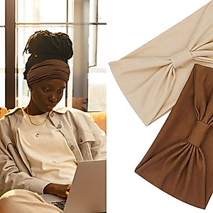 IVARYSS Wide Headbands for Women, Cute Bright Knotted Head Wraps Turbans, Large African Style Head Bands Hair Accessories, 6 Pack