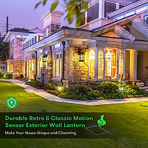 2 Packs Motion Sensor Wall Lights, Dusk to Dawn Outdoor Lighting, LED Exterior Lantern Fixtures Sconce, Anti-Rust Porch Light Fixtures, Mount for Garage, Doorway, 100% Aluminum, Waterproof