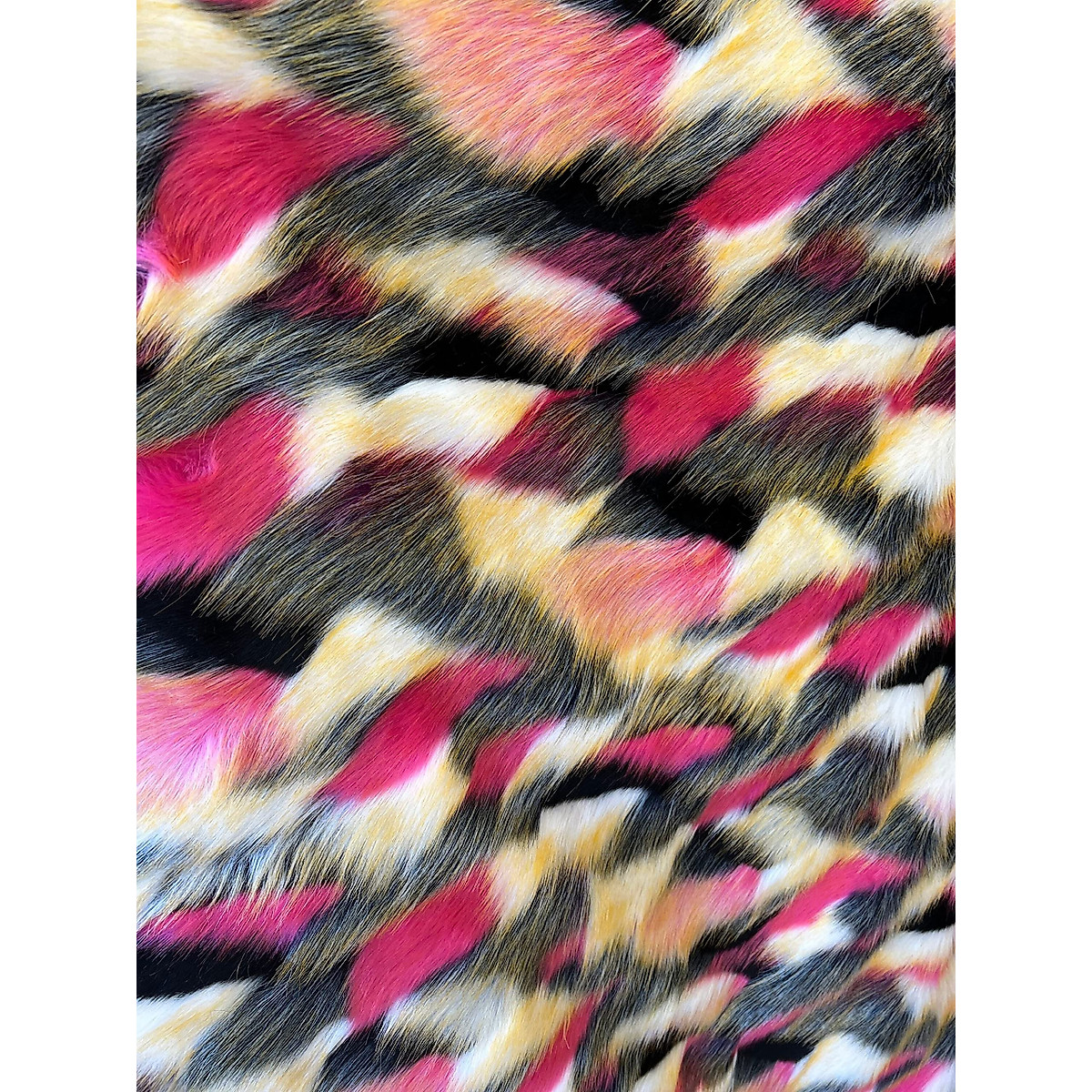 Prime Fabric, Multicolor Puzzled Patches Luxury Shag Faux Fur Fabric by The Yard 60" Wide, Shaggy, Long Pile, DIY Craft Supply, Hobby, Costume, Decoration