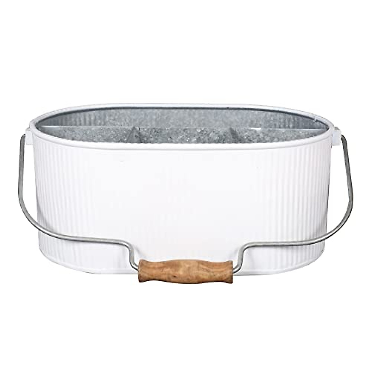 Utensil Caddy,Galvanized Bucket,Galvanized Utensil Holder,Silverware Caddy,Metal Caddy,Outdoor Utensil Caddy,Tin Utensil Holder,Utensil Caddy for Parties,Picnic Caddy,Farmhouse Utensil -White Natural