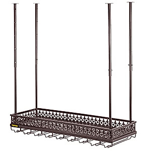 VEVOR Ceiling Wine Glass Rack, 35.8 x 13 inch Hanging Wine Glass Rack, 18.9-35.8 inch Height Adjustable Hanging Wine Rack Cabinet, Coppery Wall-Mounted Wine Glass Rack Perfect for Bar Cafe Kitchen