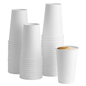 [100 Pack] 16 oz. White Paper Hot Cups - Coffee Cups