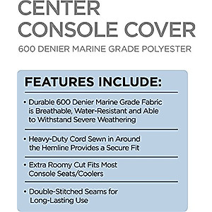 GOODSMANN 600 Denier Center Console Boat Cover Accessory Waterproof Boat Cover Weather Protection Trailerable Boat Cover Fits Models Up to 58'' Height, 45'' Length, 34'' Width 9921-0162-31