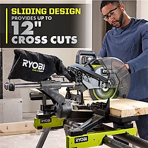 RYOBI ONE+ HP 18V Brushless Cordless 10 in. Sliding Compound Miter Saw Kit with 4.0 Ah HIGH PERFORMANCE Battery and Charger