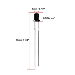uxcell 10pcs Photosensitive Diode Photodiodes Light Sensitive Sensors,3mm Black Round Head Receiver Diode