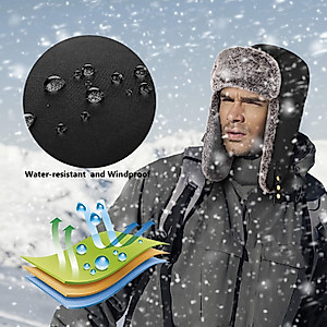 Unigear Winter Trapper Hat for Men Women, Faux Fur Ushanka Trooper Hat for Hunting Skiing with Detachable Face Mask Black