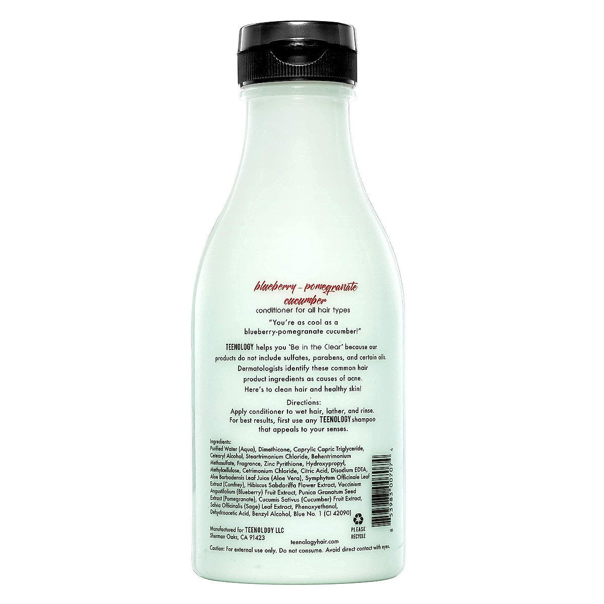 Teenology Shampoo and Conditioner Bundle (Save 5%) - Avoid Forehead Acne and Breakouts - No Sulfates or Parabens, Noncomedogenic, Natural Botanical Extracts, Blueberry Pomegranate Cucumber - 16 oz.