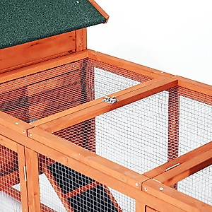 PawHut Dual Wooden Chicken Coop with Garden Bed, Large Outdoor Hen House with Nesting Boxes Removable Trays, Ramps Run, for Garden Backyard, 123" x 27.5" x 42.5", Natural Wood