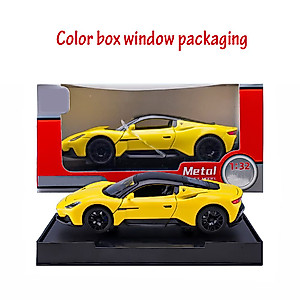 Alloy Collectible Yellow Maserati MC20 Model Cars Pull Back Vehicles Diecast Toy