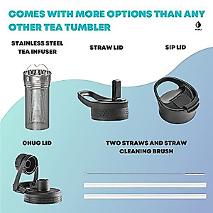 18 oz Insulated Tea Mug with Infuser and Lid - Tea Tumbler, Travel Mug, Portable Flask