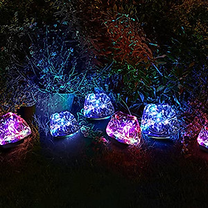 Hemoton LED Patio Lights Solar Lights LED Garden Ground Rock Lamp Outdoor Landscaping Decorative Spotlight for Lawn Patio Backyard Pathway (Purple) Outdoor Garden Lights