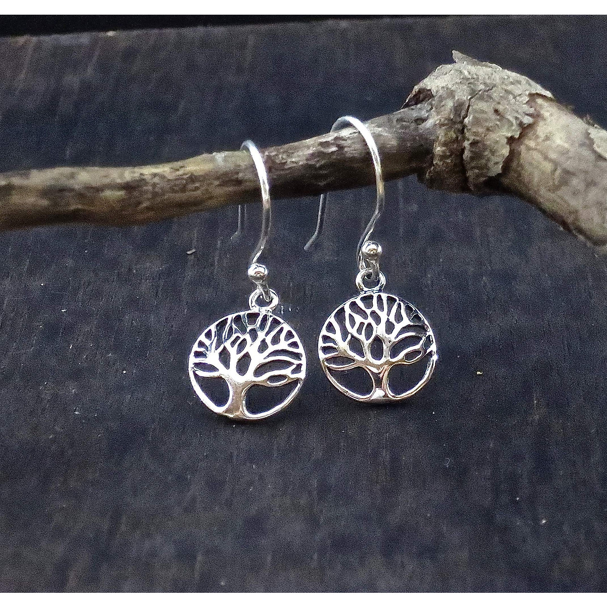 Tree of Life Earrings for women, Sterling Silver 925 dangle earrings, Tree earrings, Boho earrings, Round dangle earrings, Small silver earrings, Everyday earrings, Drop earrings, Minimalist earrings
