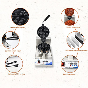 NJTFHU Commercial Rotating Belgian Waffle Irons Electric Pancake Maker Machine Non-Stick with Removable Plates and Intelligent Led Temperature for Bakeries Snack Bar Family