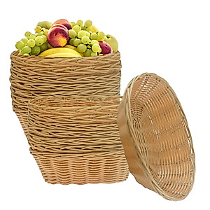 Cezoyx 16 Pack Plastic Oval Basket, 9 x 6.3 x 2.36 Inch Wicker Bread Basket Woven Empty Gift Baskets Food Storage Basket for Family Party, Kitchen, Restaurant, Centerpiece Display