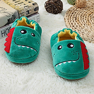Csfry Toddler Boys Dinosaur Slippers Cartoon Warm Home Shoes US11-12