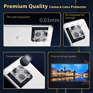 WILLONE [2+2 For OnePlus 10 Pro Screen Protector Tempered Glass 2 Pcs, Camera Lens Protector 2 Pcs, Support Fingerprint Sensor, 9H Hardness, Bubble Free, HD Film for OnePlus 10 Pro 5G