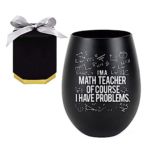 Valentines Day Gifts for Math Teacher, Math Teacher Funny Wine Glass Gift Set, Math Teacher Must Haves