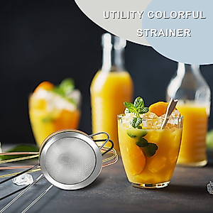 E-far Fine Mesh Strainer Set of 2, 3.3 Inches Stainless Steel Tea Strainer with Long Handle, Small Conical Mesh Strainers Sieve for Cocktail Coffee Food, Rust Proof & Easy to Clean (Silver)