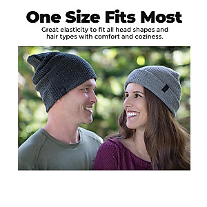 Revony Stretchy & Soft Ribbed Beanie - Extra Cozy, Extra Slouch - Perfect Winter Beanie for Men & Women Charcoal