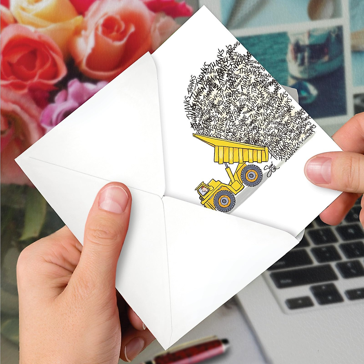 NobleWorks, Funny Thank You Paper Card with 5 x 7 Inch Envelope (1 Card) Gratitude Dump C10861TYG