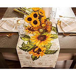 DII Table Top Décor Collection Spring & Summer Table Runner, 14x72, Rustic Sunflowers Print