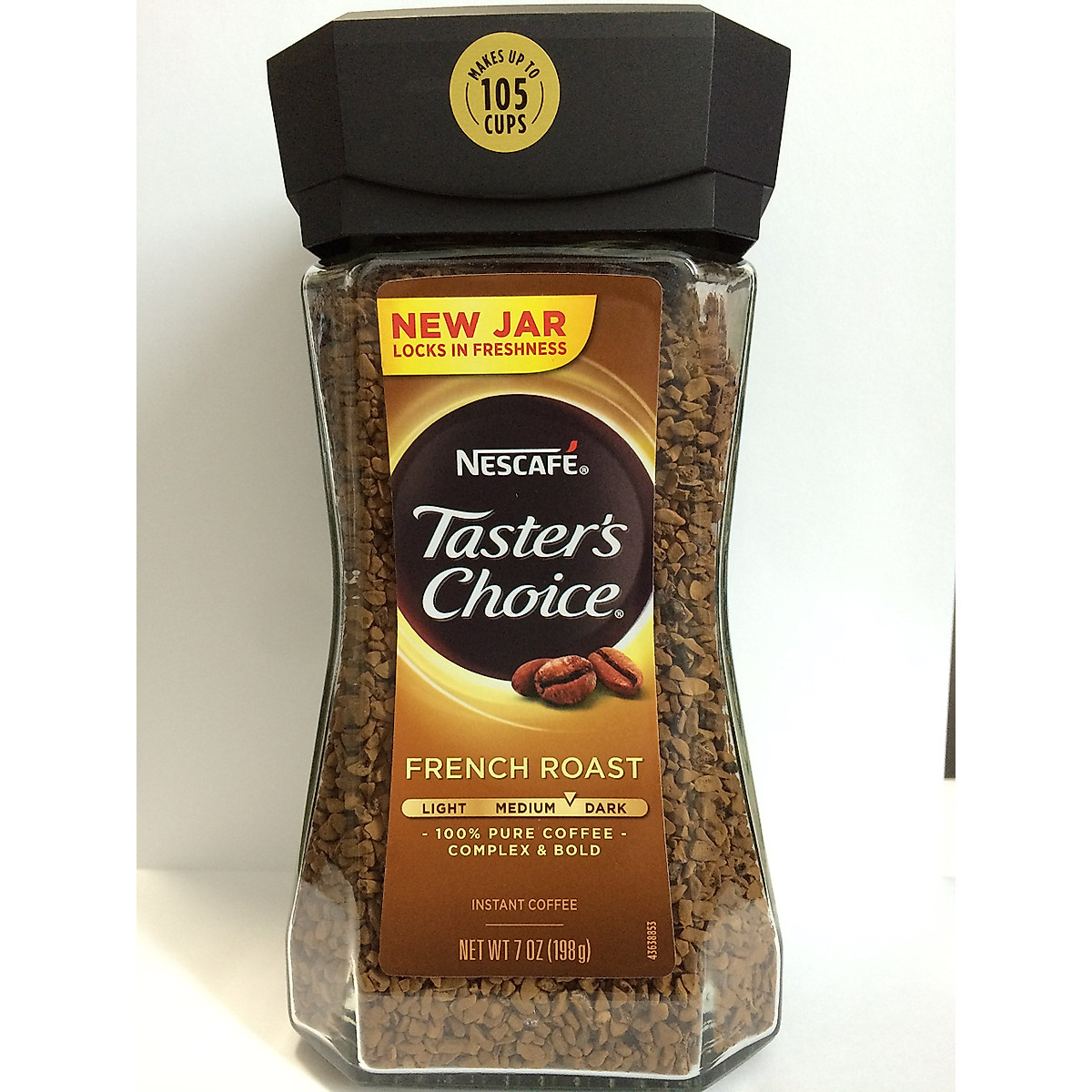 New Jar Tasters Choice French Roast Instant Coffee, 3 Bottles x 7 Oz Canister.
