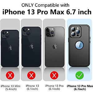 Temdan for iPhone 13 Pro Max Case Waterproof, Full-Body Shockproof Black