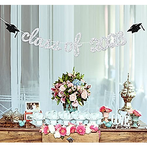 Class of 2023 Banner, 2023 Graduation Banner, Congrats Grad, 2023 Graduation Party Decoration Supply Silver Glitter
