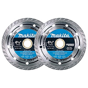 Makita 2 Pack - 4.5” Turbo Diamond Blades For Grinders & Circular Saws - Ultra-Fast Cutting For Concrete, Masonry & Brick - 5/8”, 20mm & 7/8” Arbors