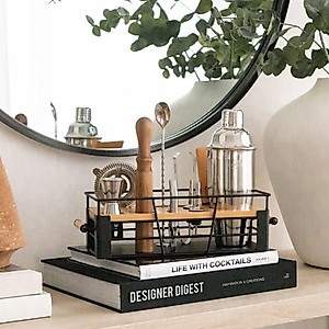 Mixology Bartender Kit with Stand | Home Bar Set with 25 Cocktail Recipes for Drink Mixing | Ideal Bartending Kit for Housewarming Gift | Premium Martini Cocktail Shaker Set with Bar Tools Accessories