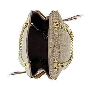 Pierre Cardin Gold Leather Curved Structured Chain Crossbody Bag for womens