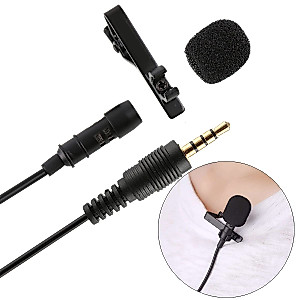 SOONHUA Lavalier Microphone, 3.5mm Professional Mic Omnidirectional Condenser Lavalier Microphone for Smartphones or Any Other Mobile Device