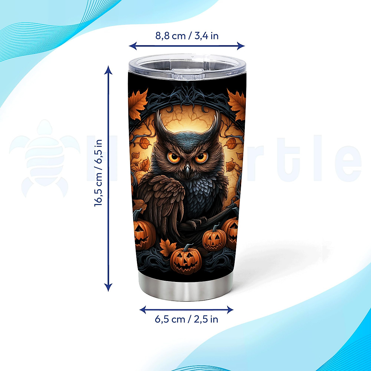 Hyturtle Personalized Owl Lovers Tumbler - Owls Print Custom Name Stainless Steel Coffee Tumbler 20 oz With Lid - Idea Owl Lover, Animal Lover Gifts For Women, Mom, Daughter For Birthday, Christmas
