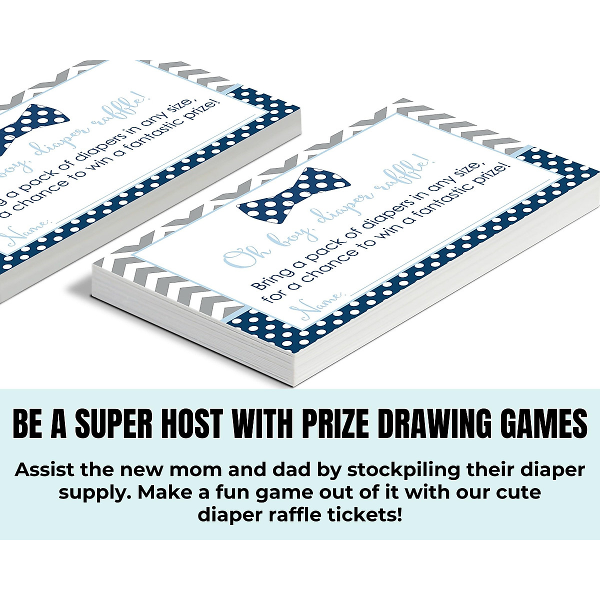 Bow Tie Diaper Raffle Tickets, Boys Baby Shower Games for Prizes, Baby Shower Diaper Raffle Invitation Insert Cards, 25 Pack