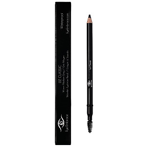 Eye Embrace Liz Classic: Warm Medium Gray Wooden Eyebrow Pencil – Waterproof, Double-Ended Pencil with Sharpener & Spoolie Brush, Cruelty-Free