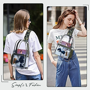 CLEKEGBAG Clear Sling Bag Crossbody Camouflage Backpack - See Through Concert Approved - One Strap Transparent Plastic Sling Bag for Men (15x4.5x9 inches)