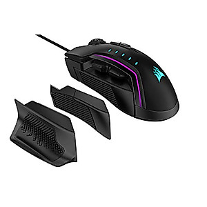 Corsair Glaive PRO - RGB Gaming Mouse - Comfortable & Ergonomic - Interchangeable Grips - 18,000 DPI Optical Sensor - Black